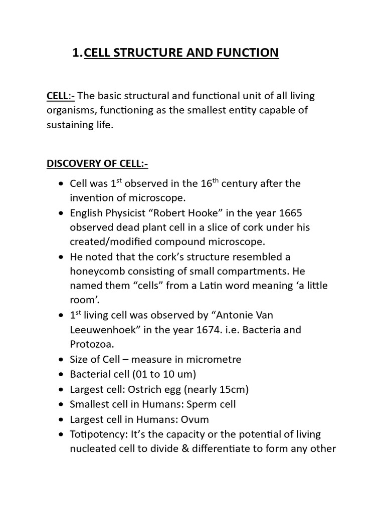 Cell Structure and Function (Plant & Animal) | PDF | Cell Nucleus ...
