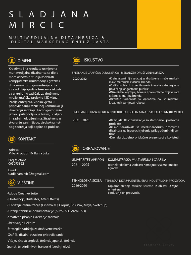 Sladjana Mircic: Iskustvo | PDF