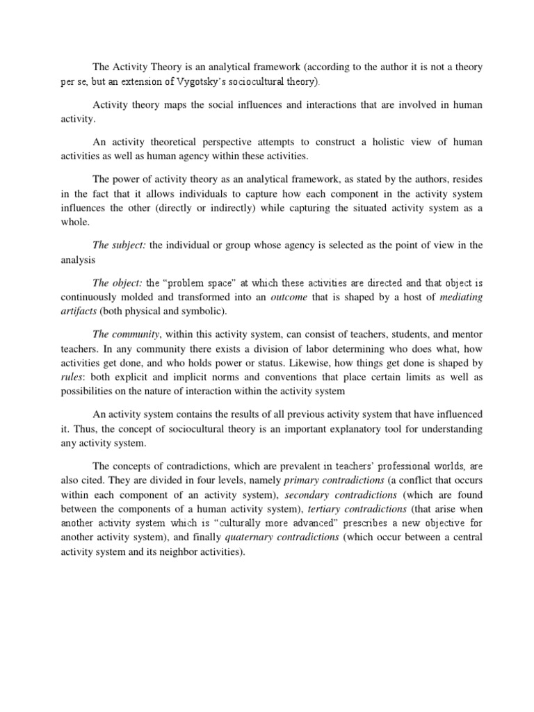 Activity Theory | PDF | Politics | Science & Mathematics