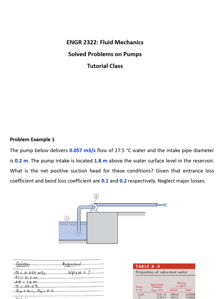 Fluid Mechanics Pump Problem Solutions | PDF | Pump | Chemical Engineering