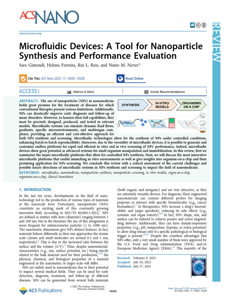 Microfluidic Devices A Tool For Nanoparticle Synthesis and Performance ...