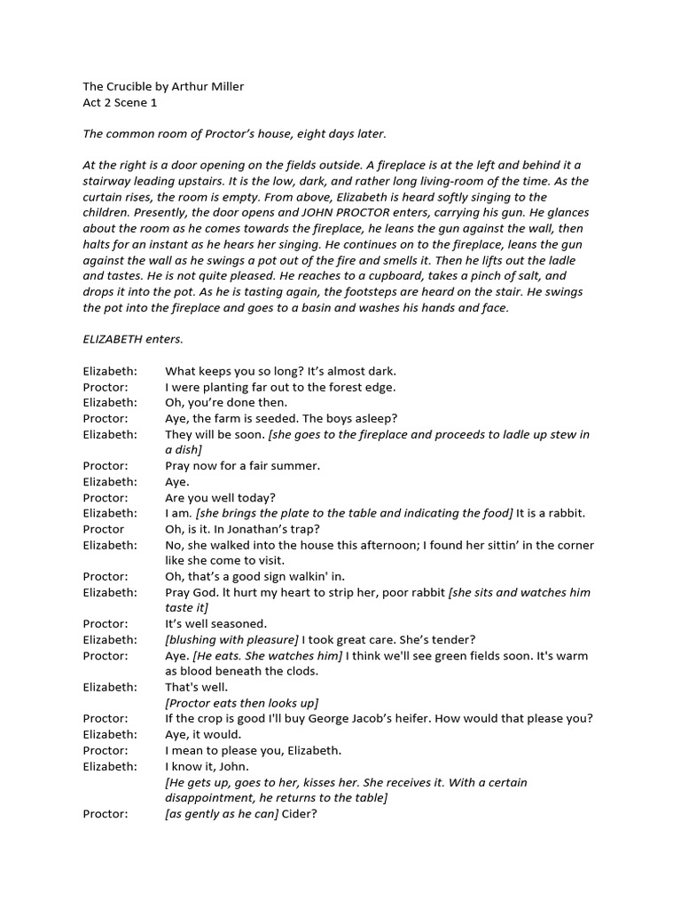 The Crucible Act 2 Scene 1 Summary | PDF