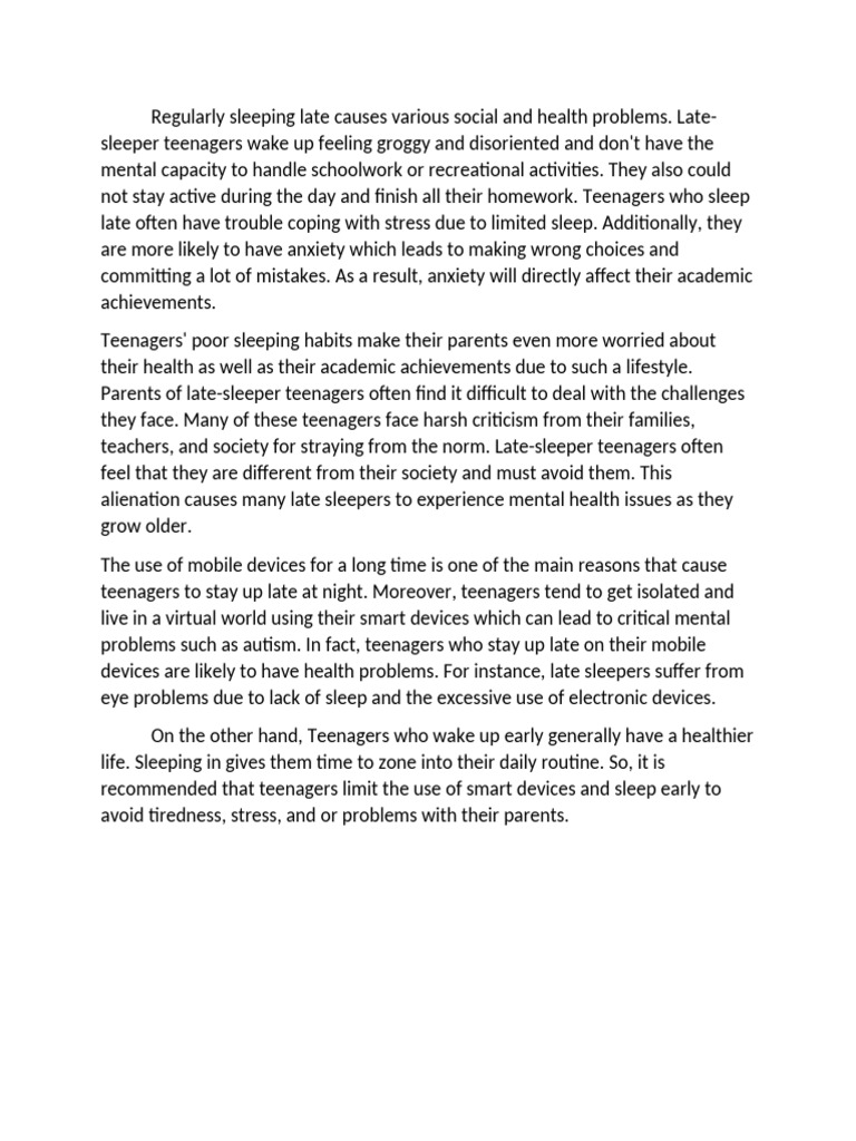 Regularly Sleeping Late Causes Various Social and Health Problems | PDF