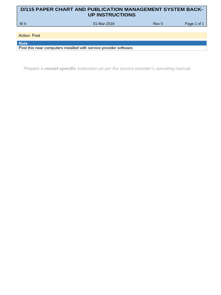 D-115 Paper Chart and Publication Management System Back-Up ...