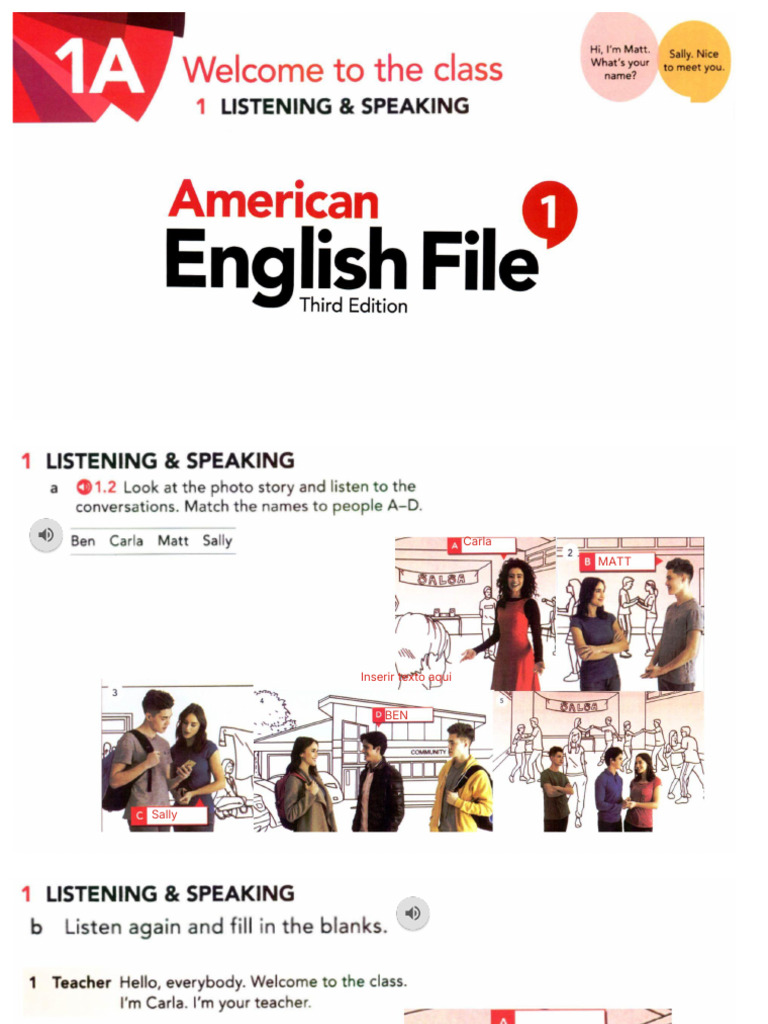 American Engish File 1 F1A Class slides | PDF