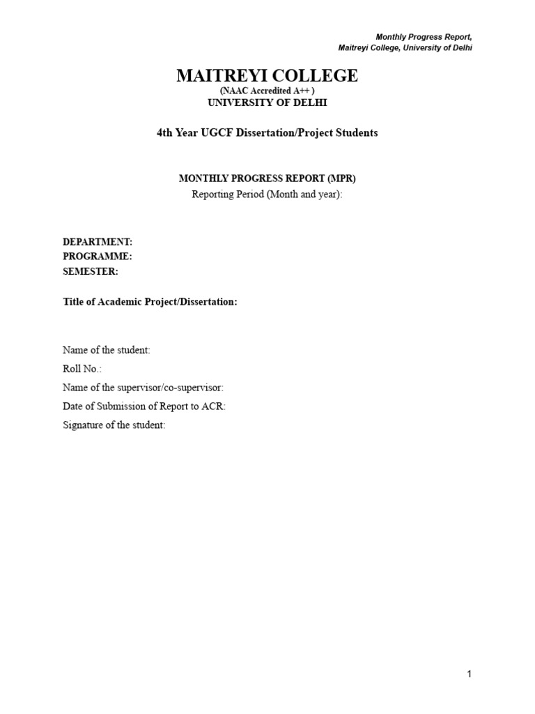 MPR Format Academic Project&Dissertation | PDF | Thesis | Methodology