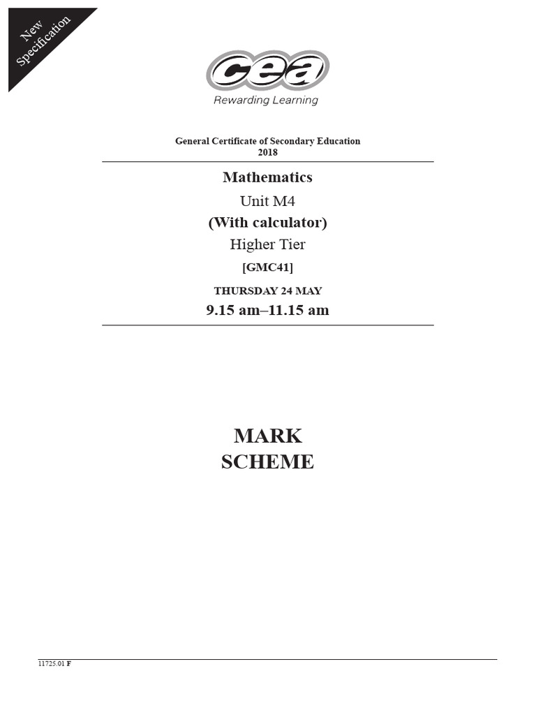 GCSE MATH REVISED Past Papers Mark Schemes Standard MayJune Series 2018 ...