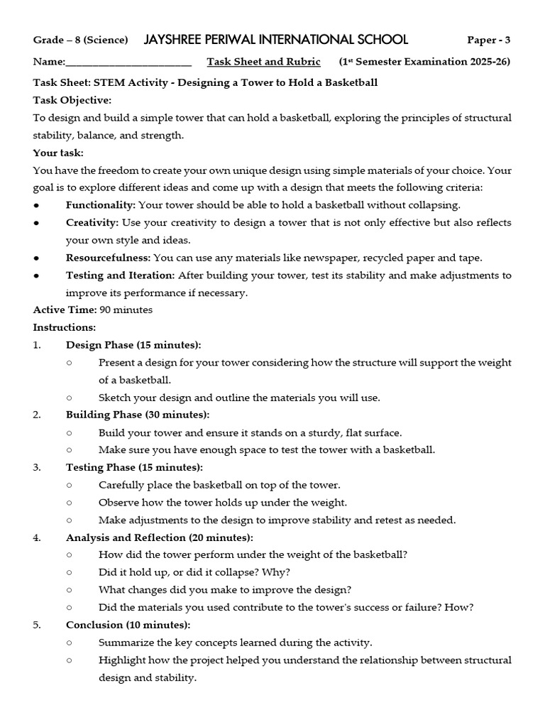 STEM Tower Design Project Guide | PDF | Creativity | Cognition