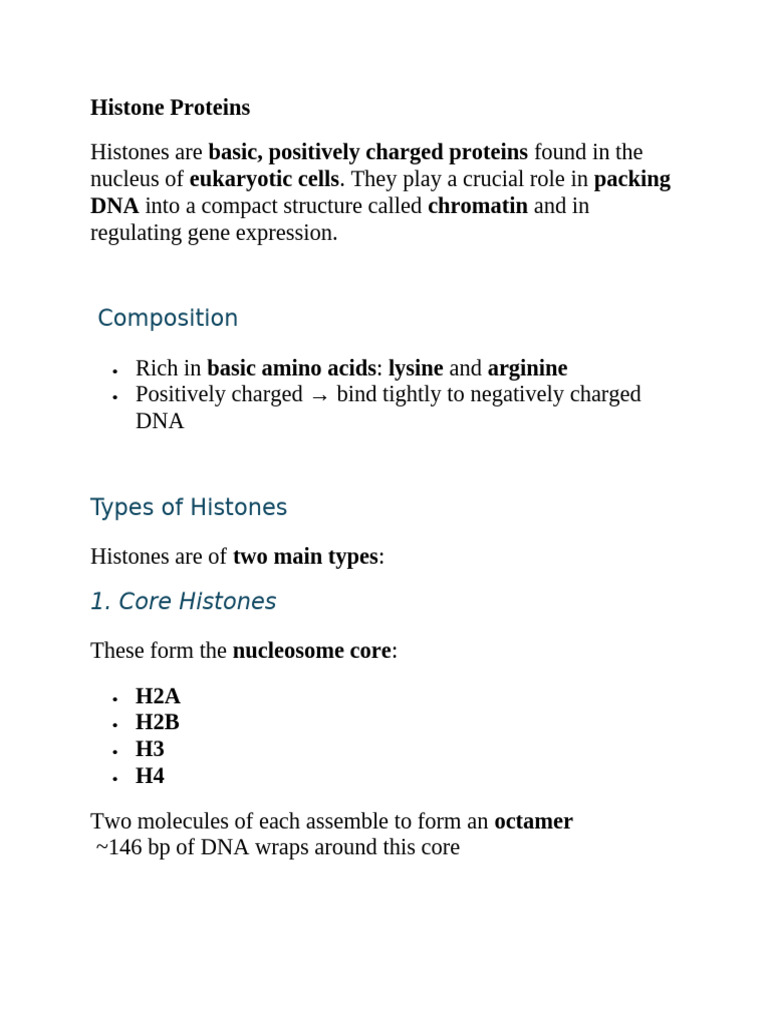 Understanding Histone Proteins and Functions | PDF