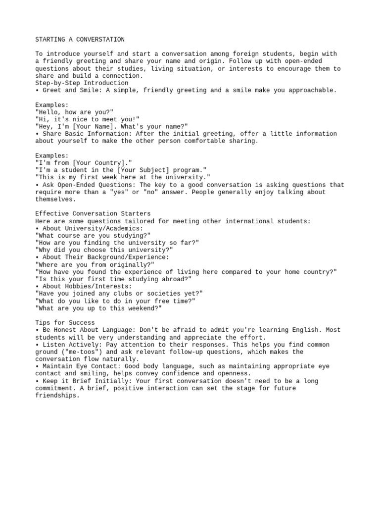 Starting A Conversation | PDF