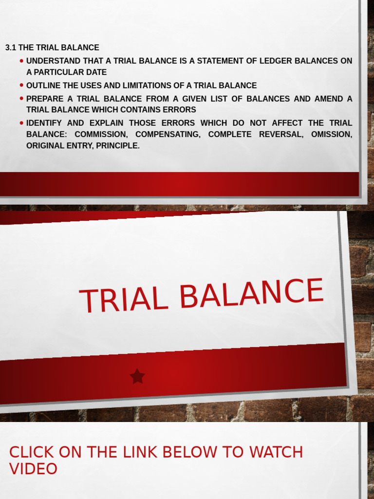 Understanding Trial Balance and Errors | PDF | Debits And Credits | Money