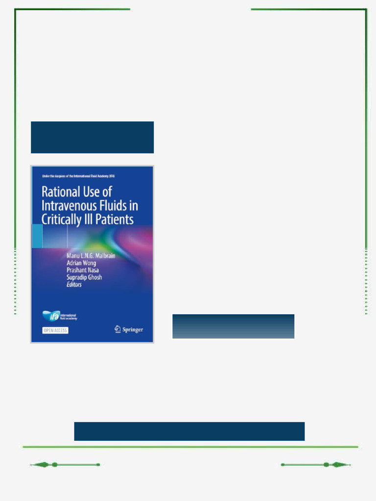 Rational Use of Intravenous Fluids in Critically Ill Patients 1st ...
