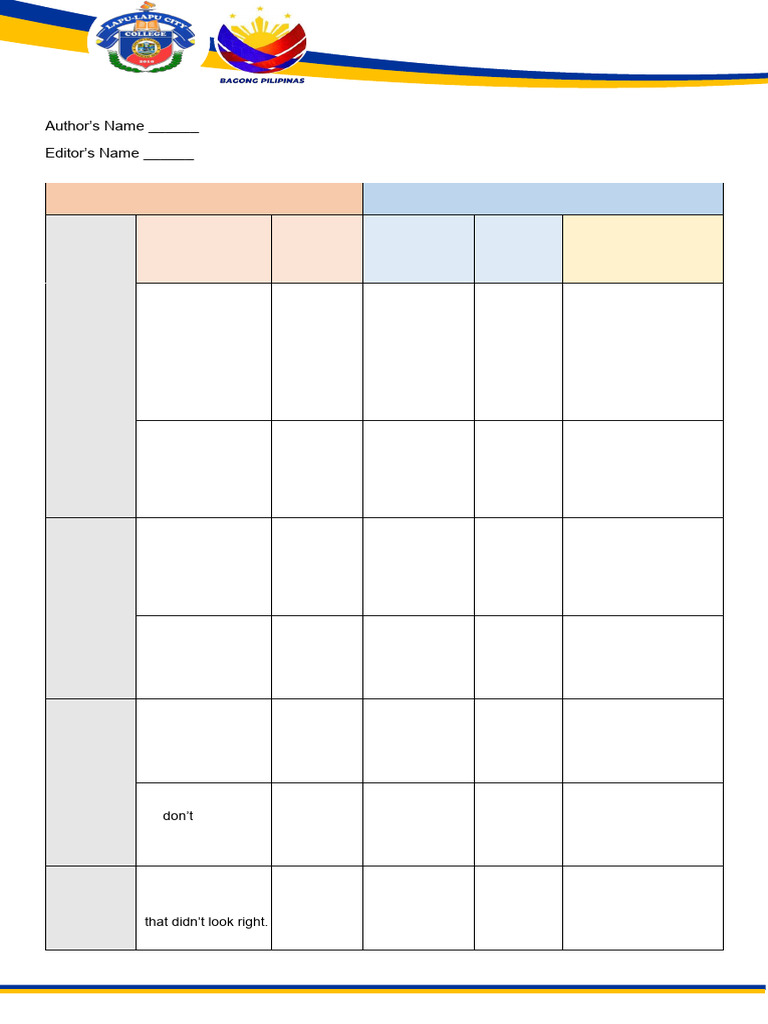 Proofreading Checklist For Self and Peer Edit | PDF | Proofreading ...