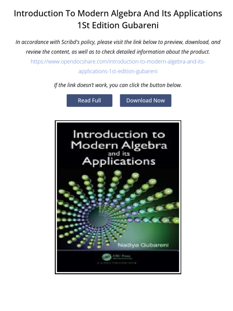 Introduction to Modern Algebra and Its Applications 1st Edition ...
