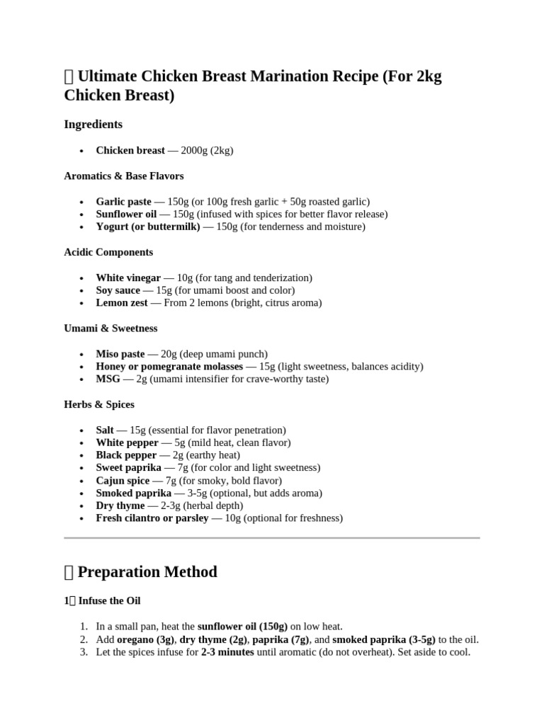 Ultimate Chicken Breast Marinade Recipe | PDF | Taste | Marination