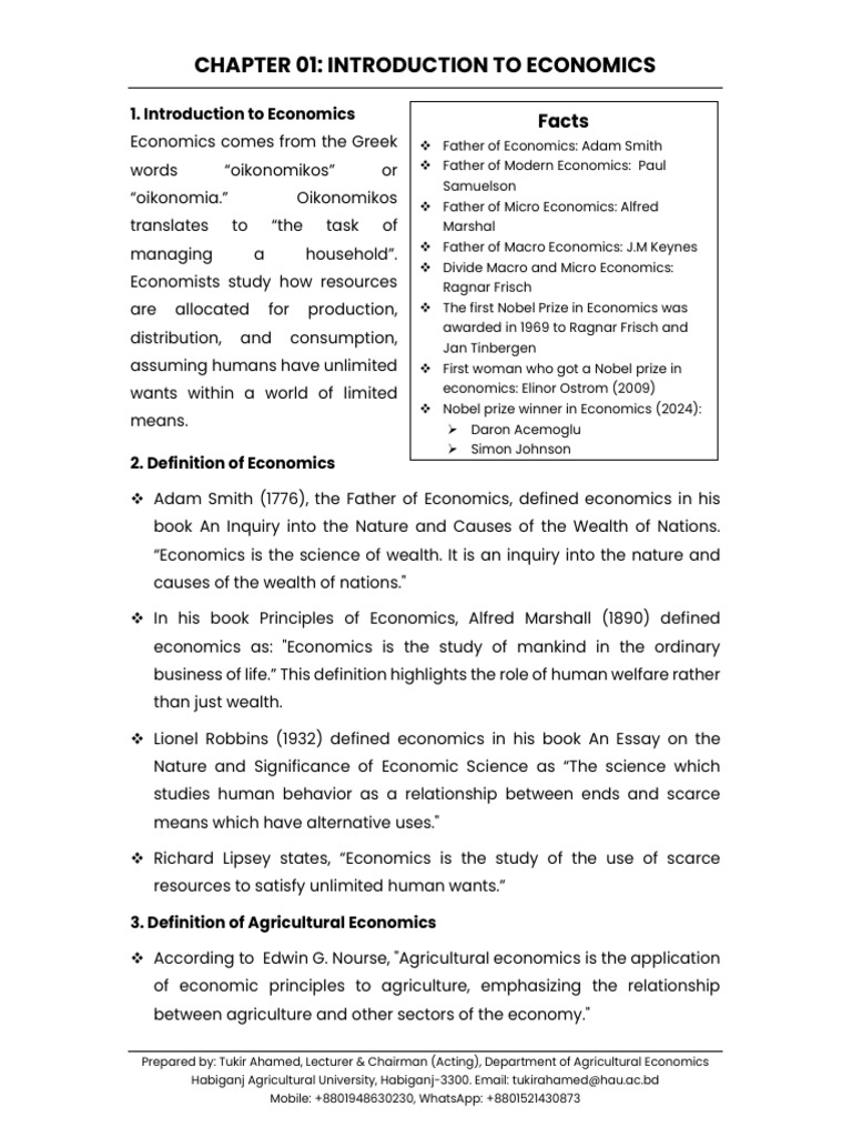Chapter 01 Introduction To Economics | PDF | Economics | Agricultural ...