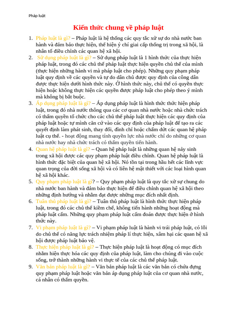 Kiến Thức Chung Về Pháp Luật | PDF