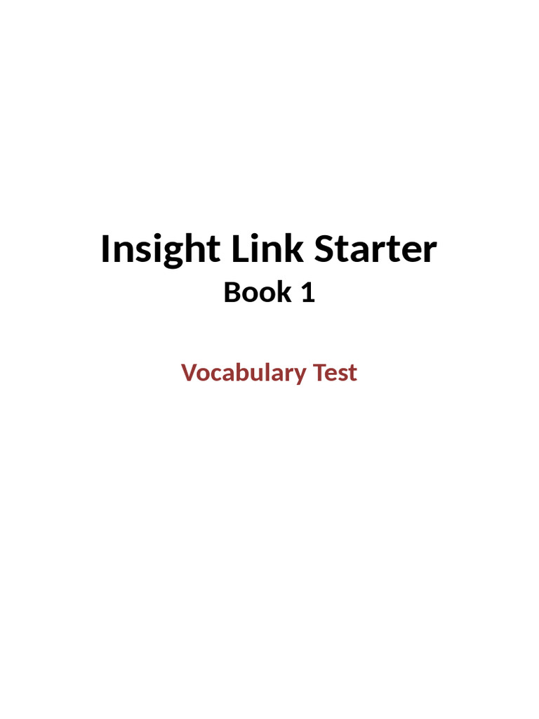 Insight Link Starter 1_Word Test_뜻 쓰기 | PDF
