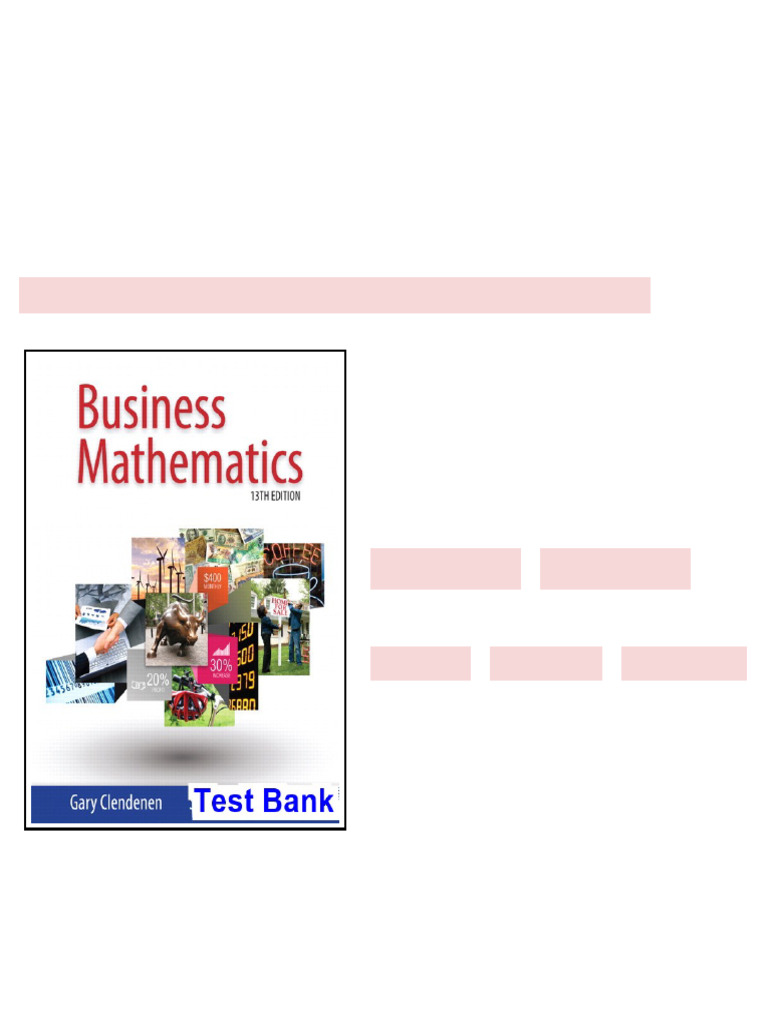 Business Mathematics 13th Edition Clendenen Test Bank full | PDF