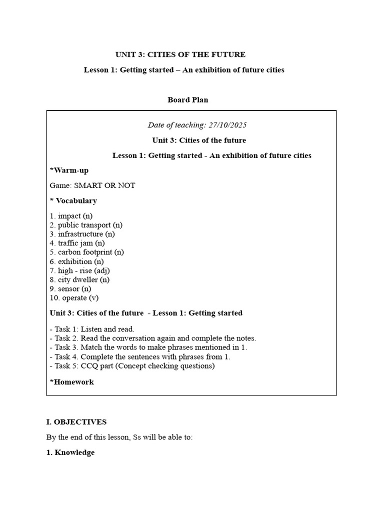 Unit 3 - Cities of The Future | PDF | Reading Comprehension | Vocabulary
