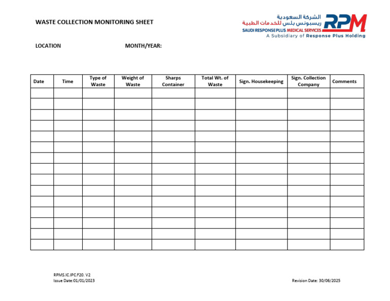 Waste Collection Monitoring Sheet | PDF