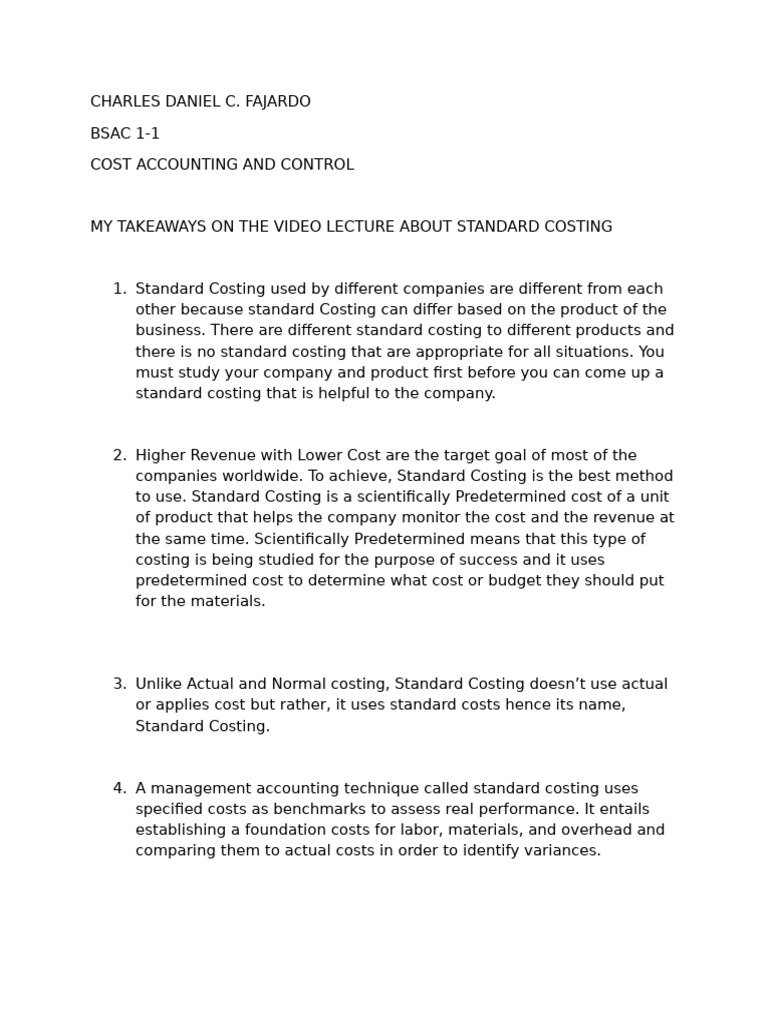 Understanding Standard Costing Techniques | PDF