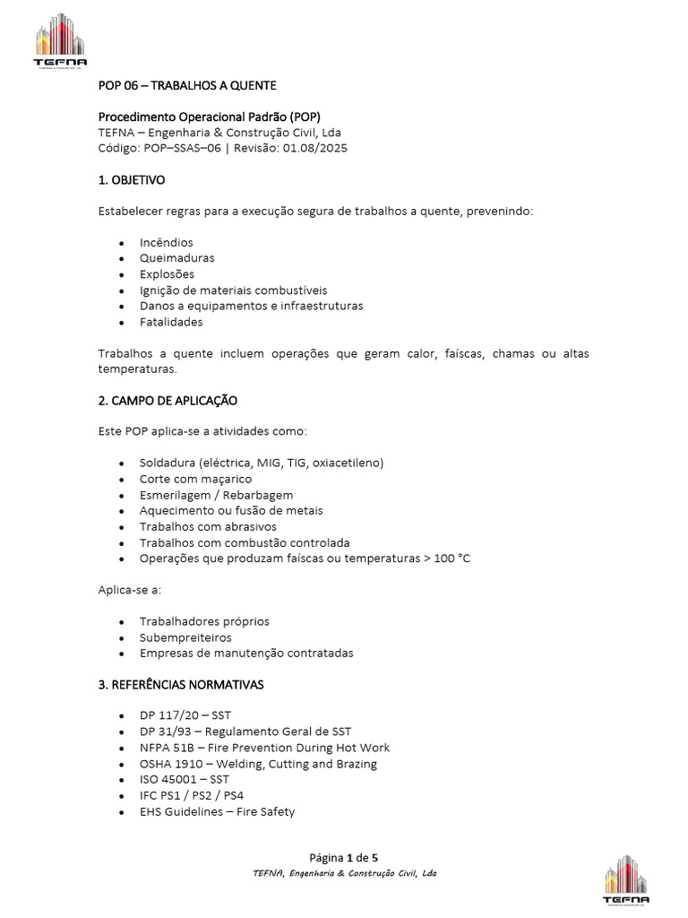 POP 06 - TRABALHOS A QUENTE | PDF | Calor