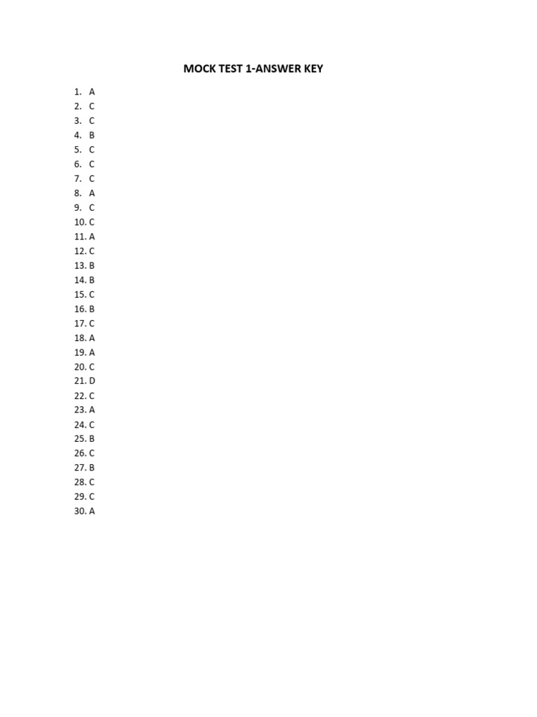 Mock Test 1 Answer Key | PDF