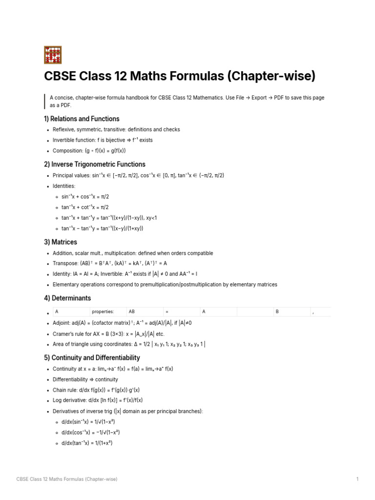 Maths Formulas | PDF | Probability Density Function | Trigonometric Functions
