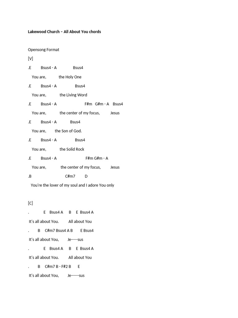 Lakewood Church – All About You Chords | PDF