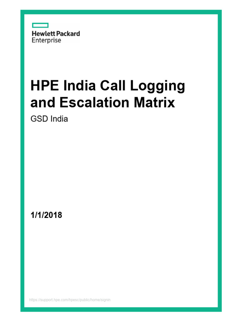 HPE India Call Logging and Escalation MatrixV1 | PDF | Computing
