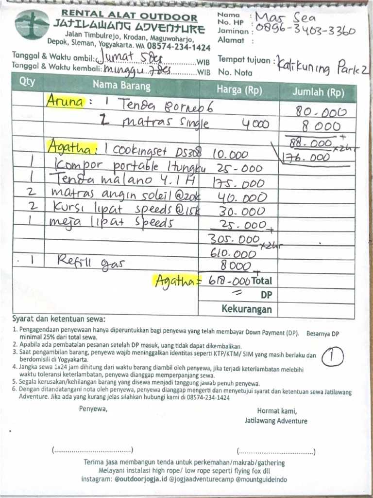 Revisi Nota Booking Mas Sea | PDF