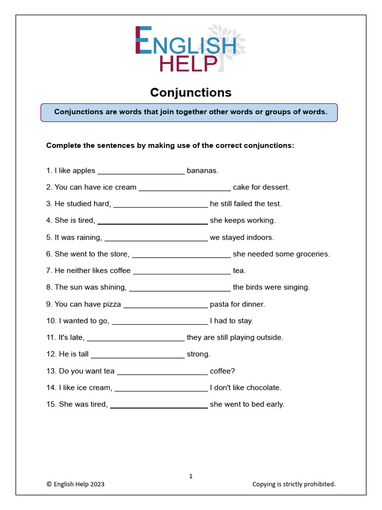 Conjunctions Grade 4 and 5 - 2 | PDF