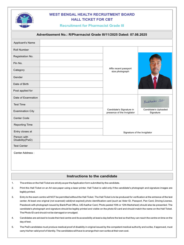 Hall Ticket | PDF | Identity Document