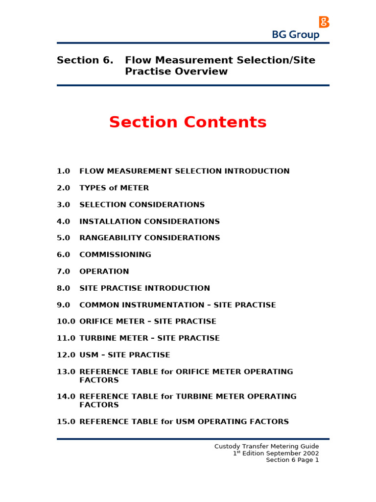 Section 6 - Flow Measurement Selection Rev2 | PDF | Flow Measurement ...