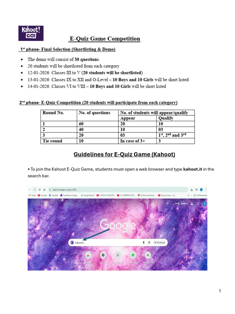 E-Quiz Game Competition Guidelines | PDF | Computing