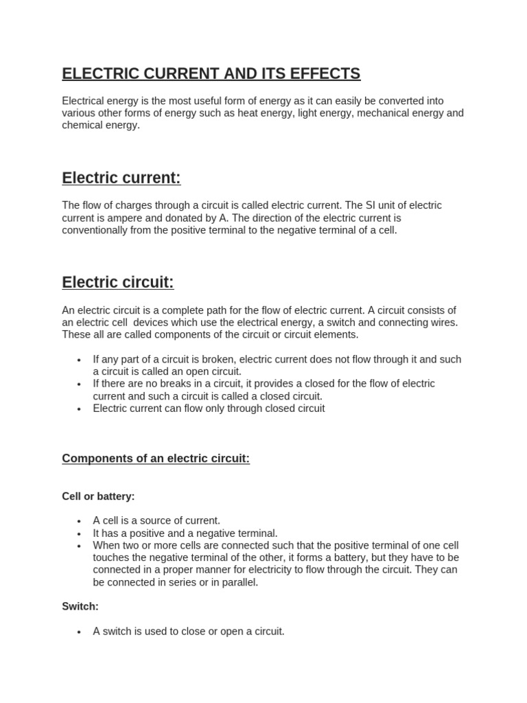 electric currents and its effects(notes).7 | PDF | Electric Current ...