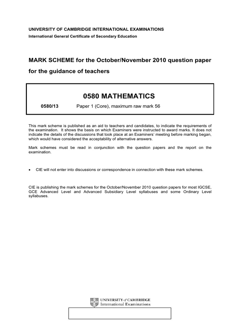 0580_w10_ms_13 | PDF | Educational Assessment And Evaluation ...