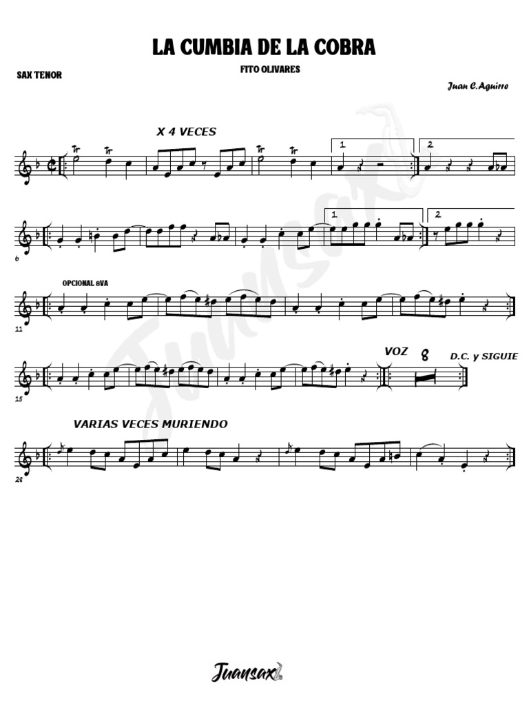 La Cumbia de La Cobra -Sax Tenor | PDF