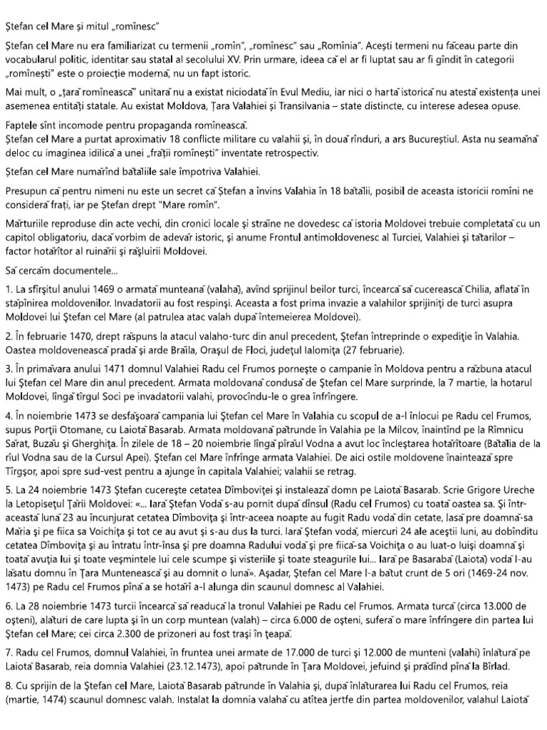 Stefan Cel Mare y El Mito Rumano | PDF