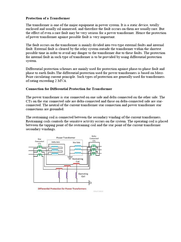Power Transformer Protection Methods | PDF | Transformer | Relay