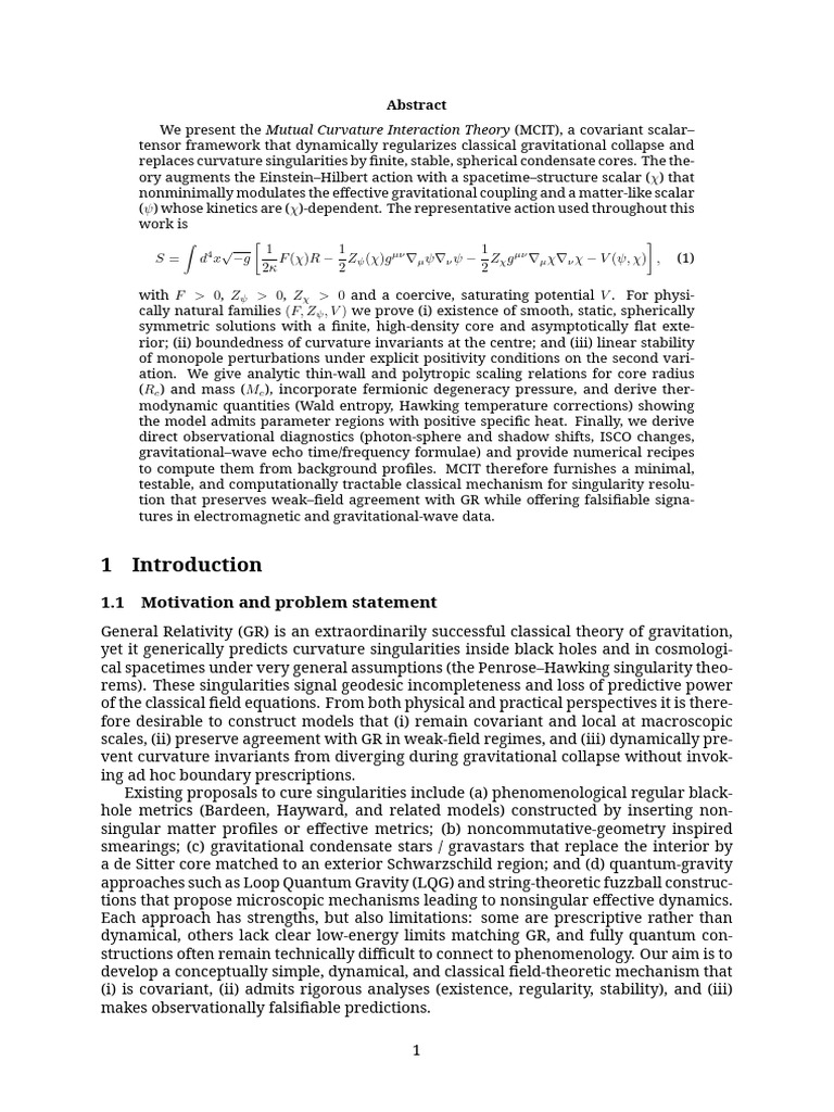 Mutual Curvature Interaction Theory (MCIT) - A Covariant Scalar-Tensor ...