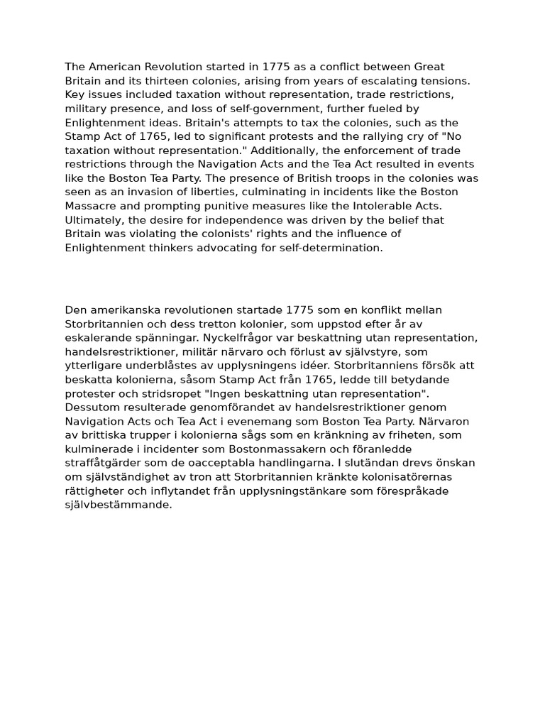 The American Revolution Started in 1775 As A Conflict Between Great ...