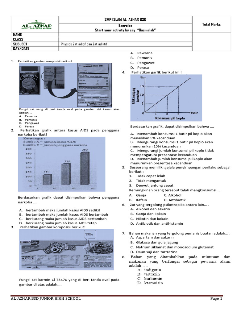 Exercise Zat Aditif Dan Zat Adiktif | PDF