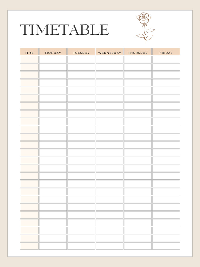 Brown White Modern Timetable | PDF