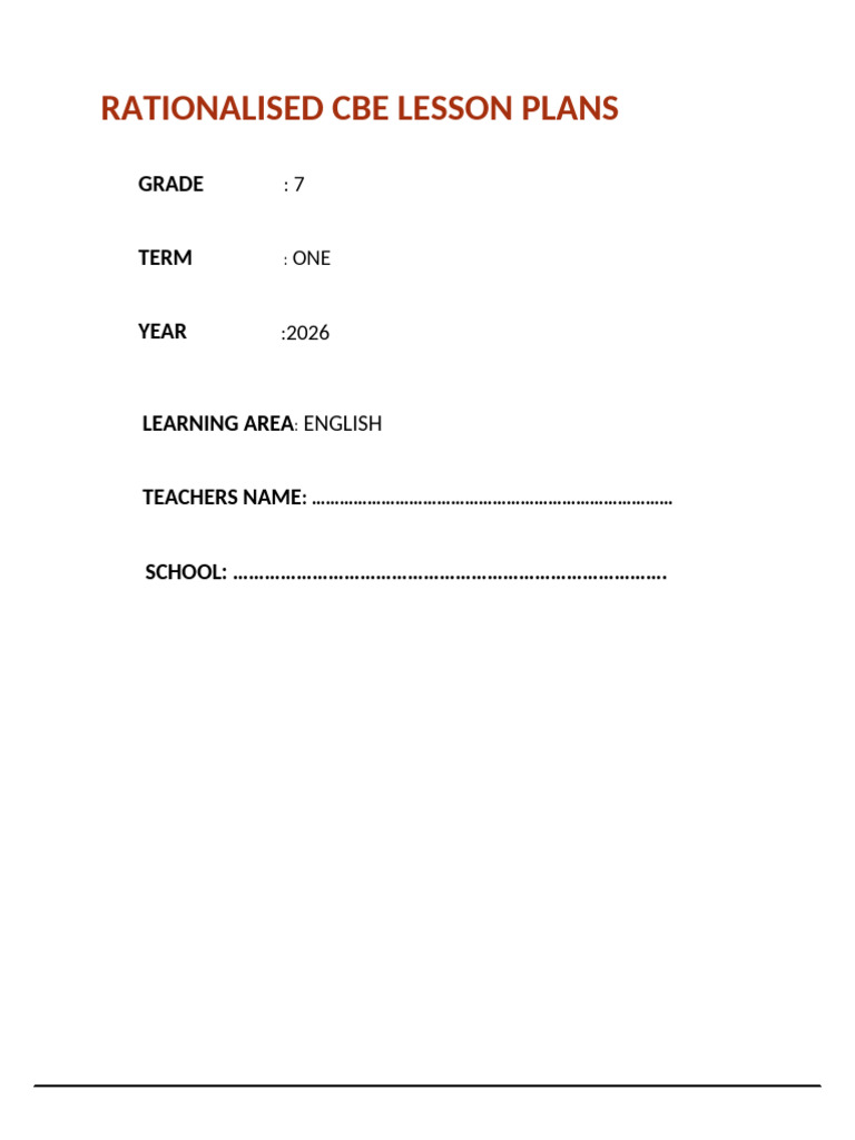Term 1 Grade 7 English Lesson Plan | PDF | Learning | Poetry