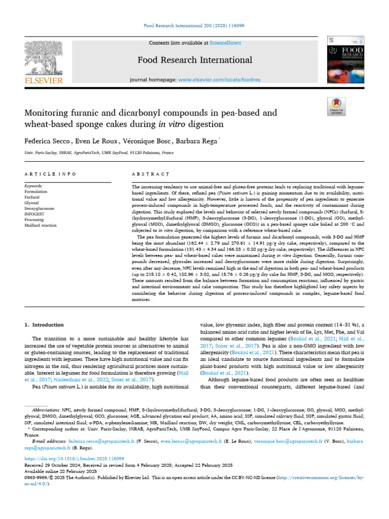 Monitoring Furanic and Dicarbonyl Compounds in Pea Based - 2025 - Food ...