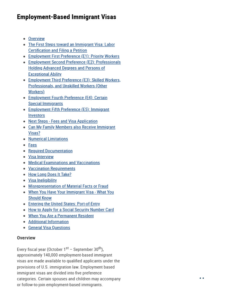 Employment-Based Immigrant Visa Guide | PDF | Human Migration | Immigration