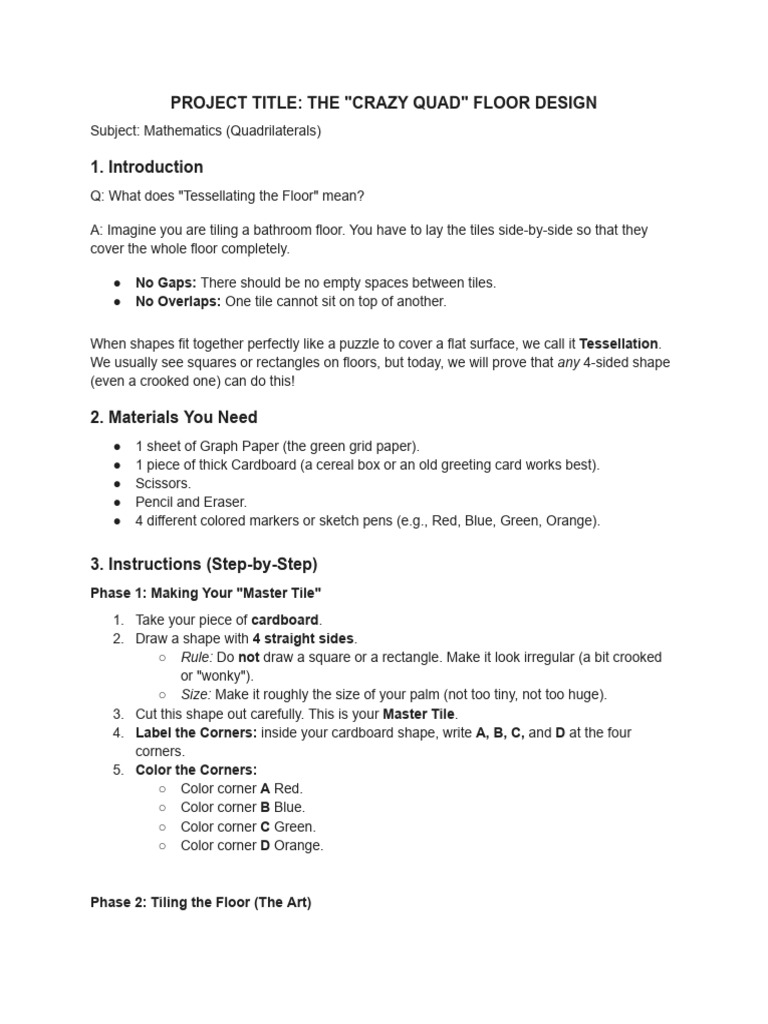 The Crazy Quad Floor Design | PDF | Euclidean Geometry | Elementary ...