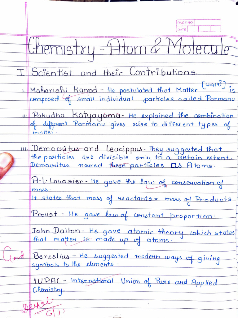Science Chemistry Chapter 3 Atom and Molecules 23 Nov 2025 | PDF